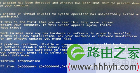 电脑开机出现蓝屏代码0x00000f4的办法(图) - 路由器大全